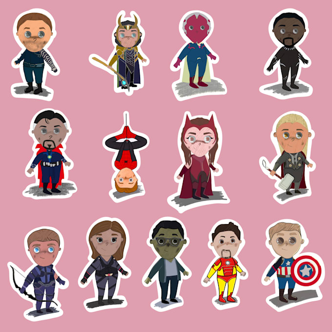 Marvel sticker designs digital by Lanaoscar44 | Fiverr