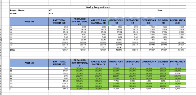 progress billing template excel