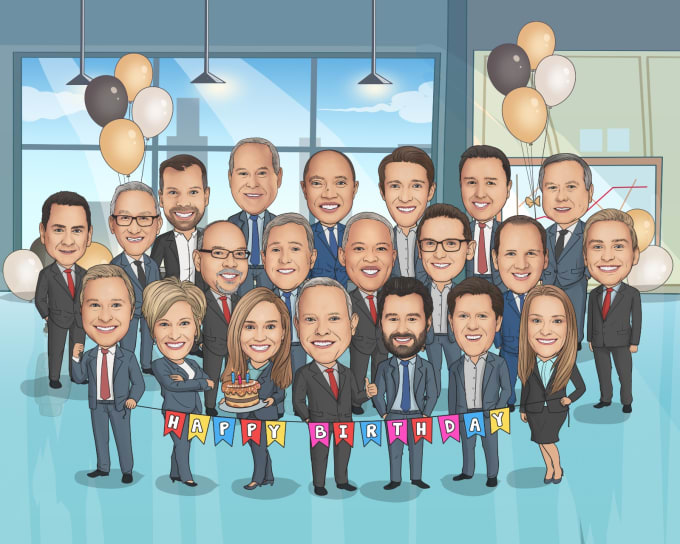 Draw a fun group caricature portrait for company or friends by ...