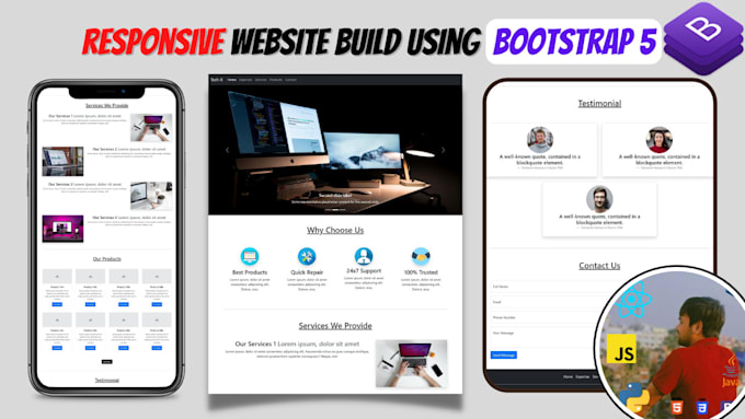 Create websites using html, css, bootstrap, react, node by I_am_debendu ...