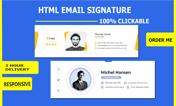 Create responsive and clickable html email signature by Sinthia_web | Fiverr