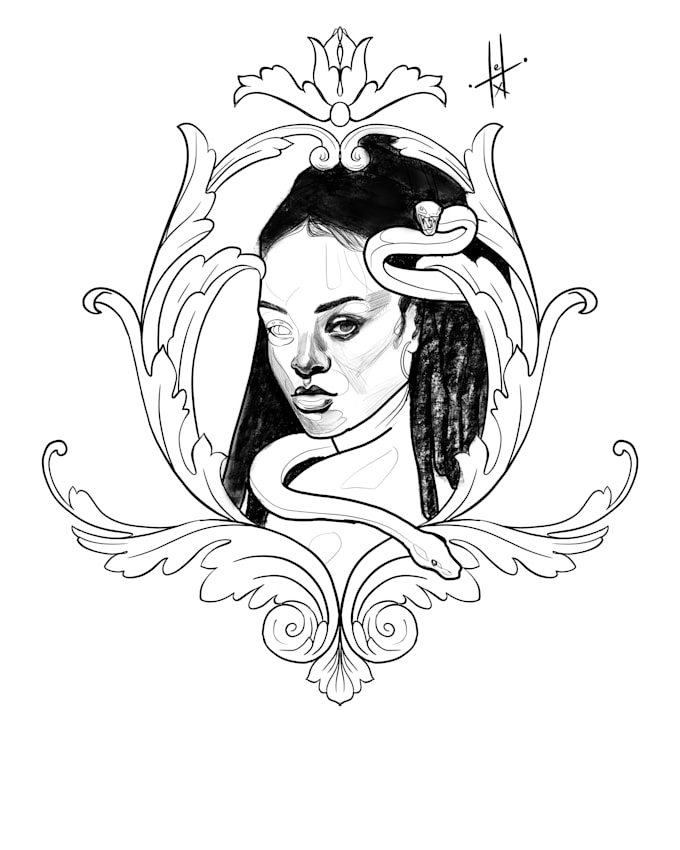 Art portrait sketch outline by Hextractus | Fiverr
