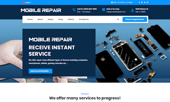 Create mobile repair and computer repair website by Mahadeh | Fiverr
