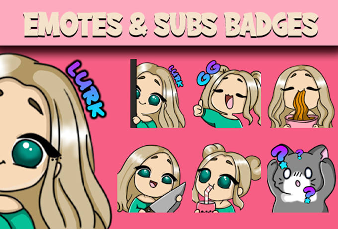 Kawaii custom emotes,subs badges for twitch,discord,trovo by Reea_arts ...