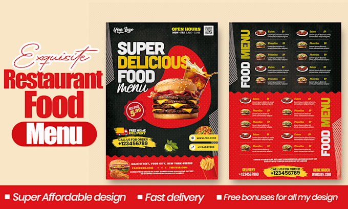 Design a modern restaurant menu print and digital menu by Sofiyaukraine ...