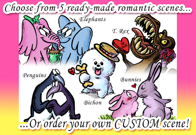 Create a custom romantic cartoon card by Joecartoon | Fiverr