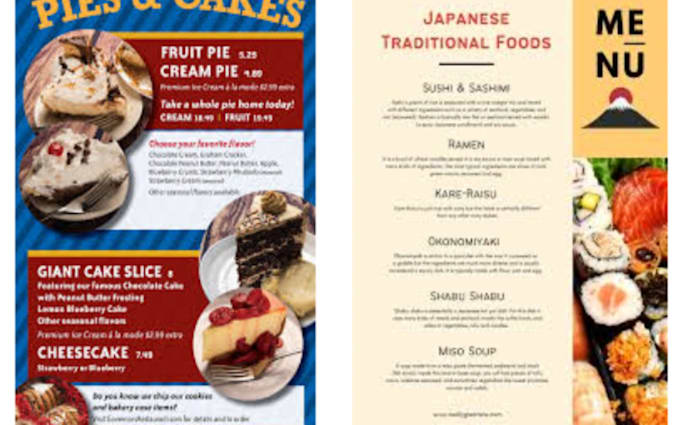 Create static menu for restaurant by Brirl16 | Fiverr