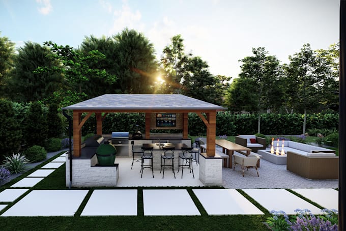 Design outdoor kitchen, summer kitchen,i can turn your concept into ...