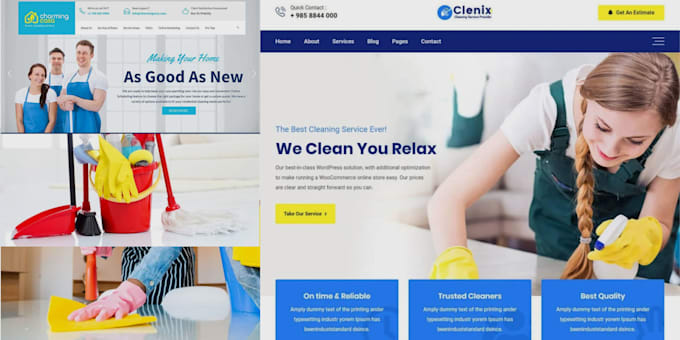 Create cleaning website portfolio website modern booking website for ...