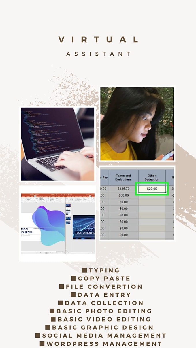Do data entry, editing, word press, virtual assistant etc by Railalaine | Fiverr