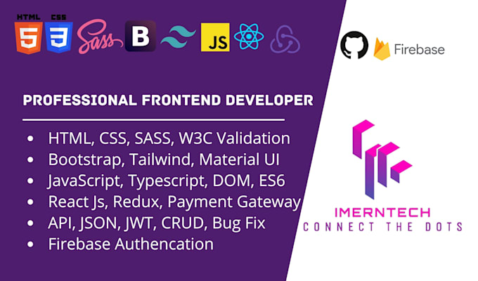 Develop your website with html, css, bootstrap, javascript, react js ...
