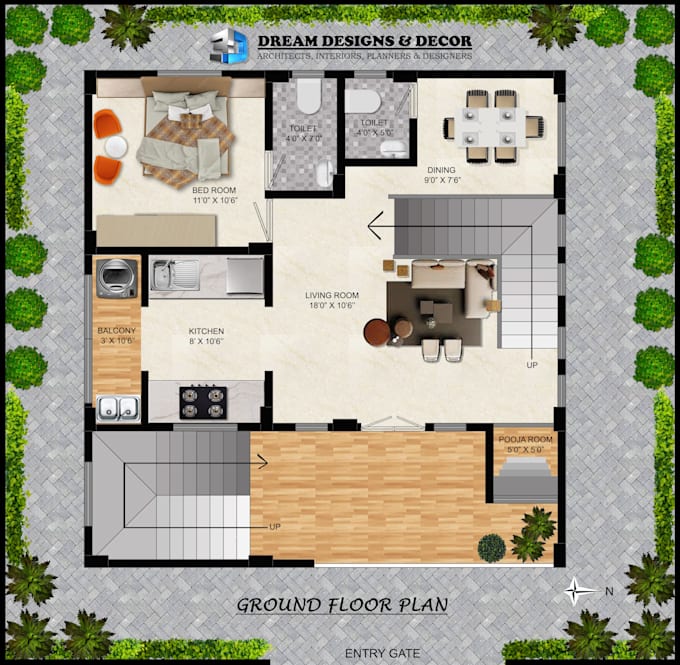 Design and render 2d interior plan with the 2d layout by Dream_decor3d ...