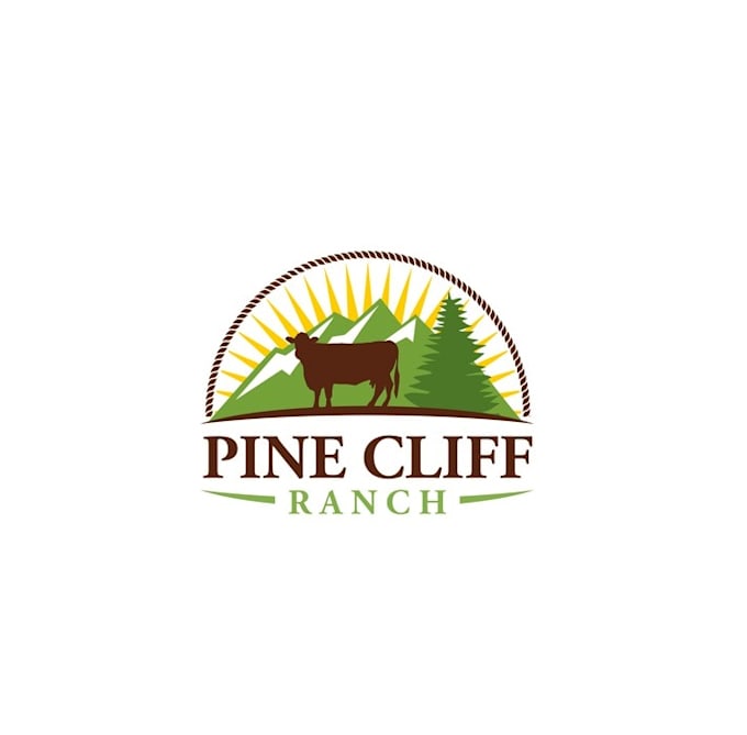 Make new modern pine cliff logo for colorado ranch that produces grass ...