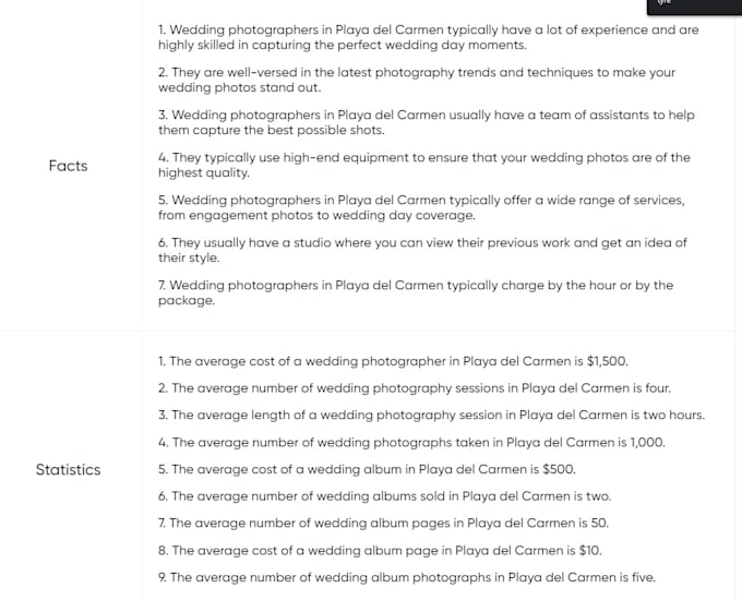 Create facts and statistics you can use for your on page seo or ...