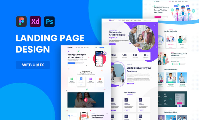 Create modern landing page ui ux website template in figma xd or psd ...