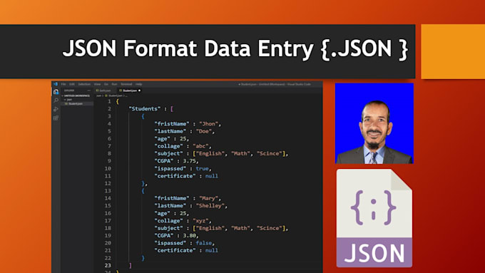 Do json format data entry from any readable source by Sadekmia24 | Fiverr