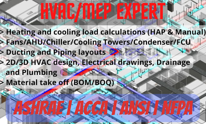 Do hvac mep design with heating cooling load calculation hap by Shaikhsaad252 | Fiverr
