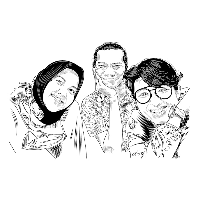 Make your portrait into line art drawing by Eyelustraitor | Fiverr