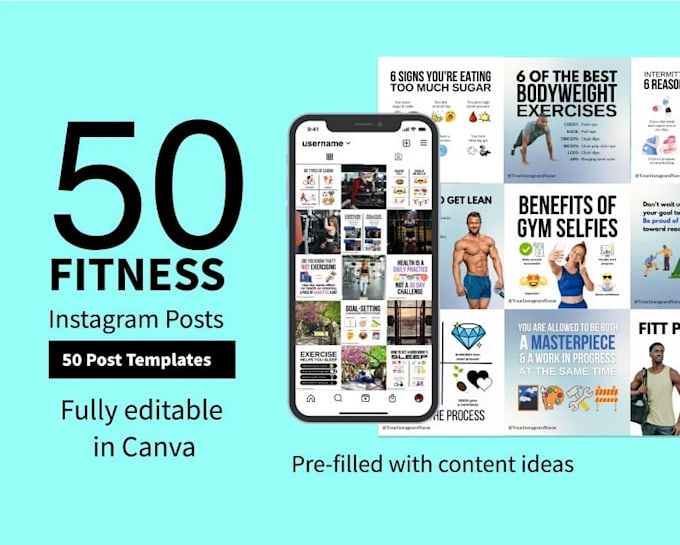 Give you 50 fitness instagram templates by Flowtold | Fiverr