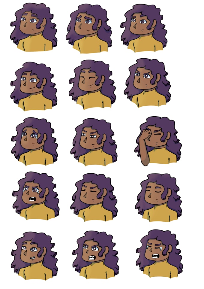 Draw a character expression sheet by Redcrystalball | Fiverr