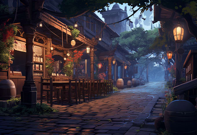 Draw anime background, game, visual novel, environment 2d art by ...