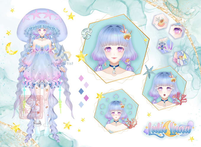 Draw anime manga character model art for live2d and vtuber by ...