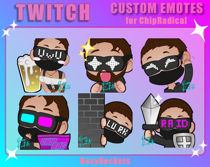 Create custom cute emotes and badges by Rexyrockets | Fiverr
