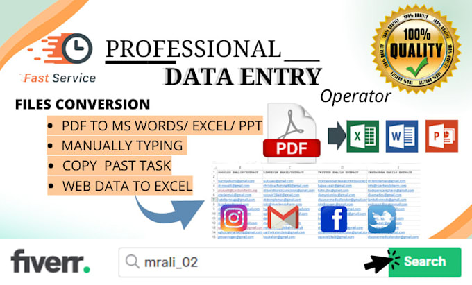 Data entry,excel,words,and convert files,pdf,word, graphics by Mrali_02 ...