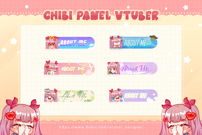 Design custom cute buttons panels for vtuber, kick, twitch or discord ...