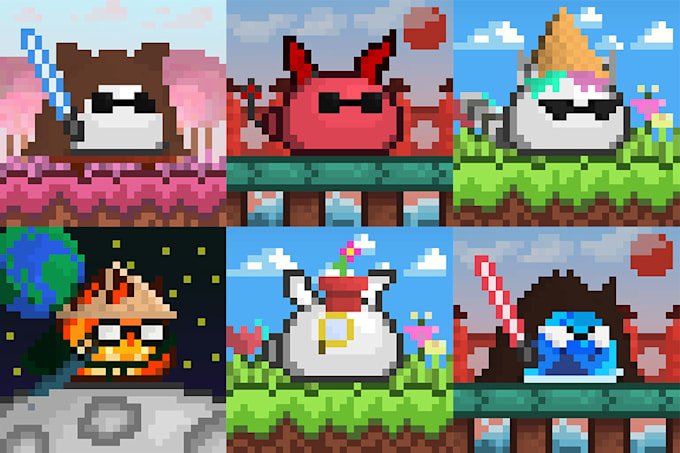 Do cool and cute pixel art nft slimes and collections by Gurkant | Fiverr
