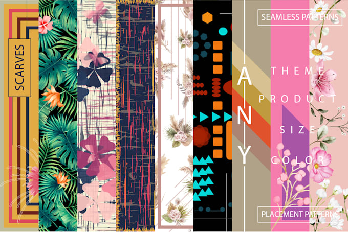 Create seamless and placement patterns for scarves by Aaminah6313 | Fiverr