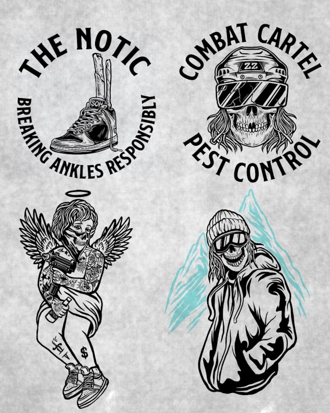 Draw illustration skull, skeleton, vintage skull theme