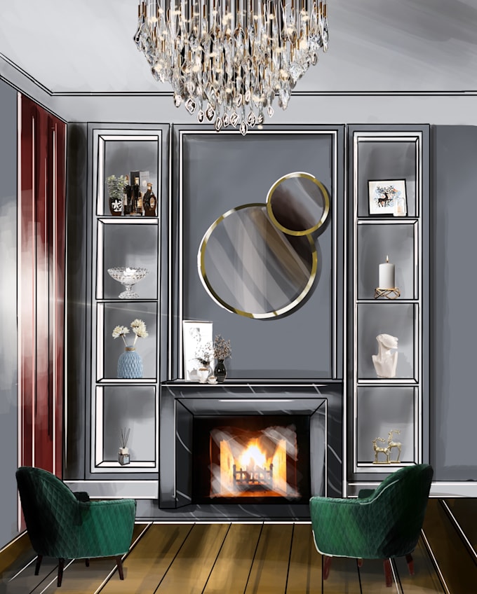 Create a digital interior sketch of your design by Victoria3505 | Fiverr