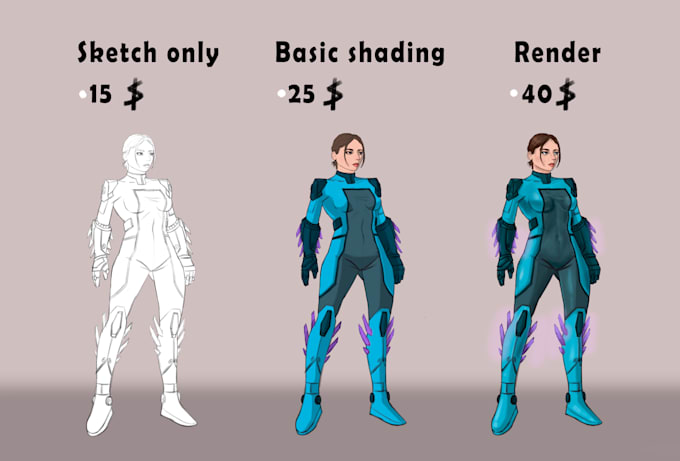 Draw character designs and concept art by Crownoise | Fiverr