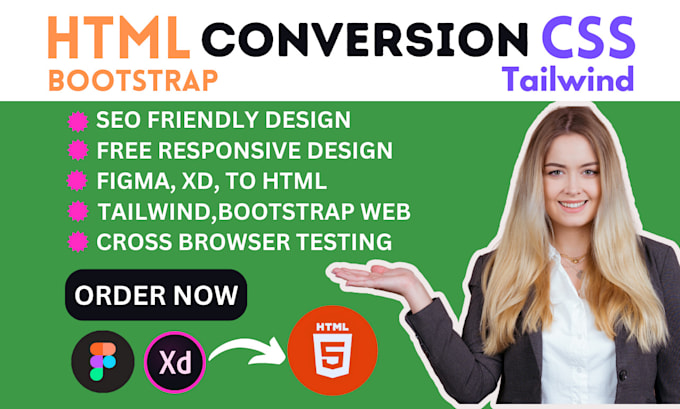 Convert figma psd xd to pixel perfect html css bootstrap by Waqarahm4d | Fiverr
