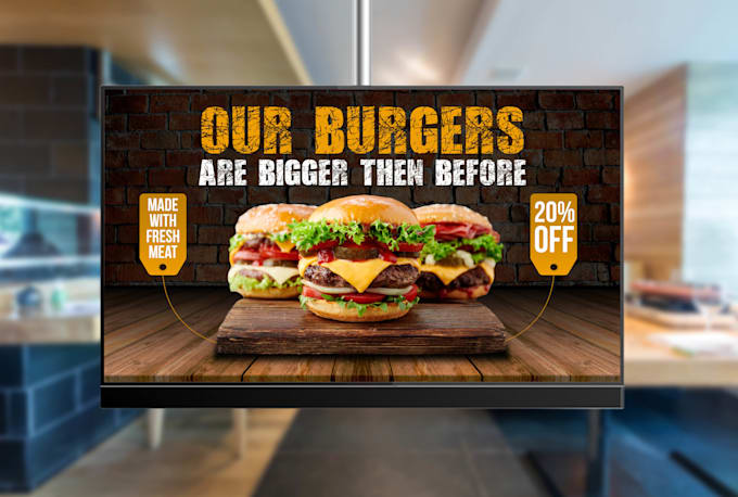 Design restaurant static digital tv screen menu board by Fr_raja | Fiverr