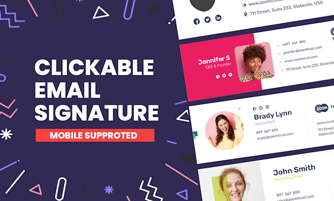 Create attractive clickable html email signature design by Mila_designs ... Create attractive clickable html email signature design by Mila_designs ...