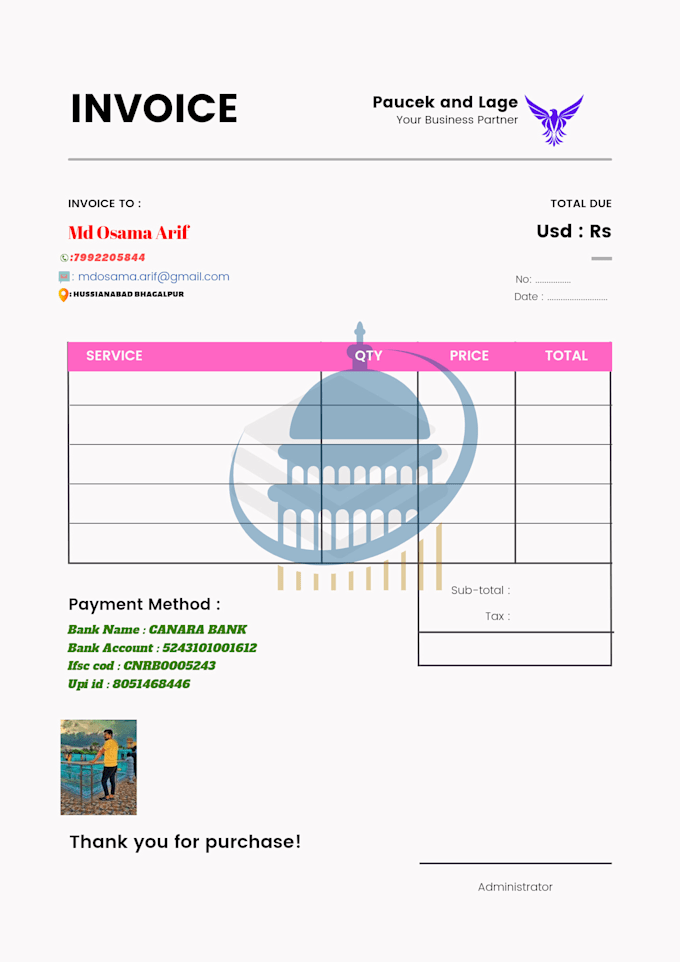 Creat a good invoice template in 1 houre by Bondstark | Fiverr