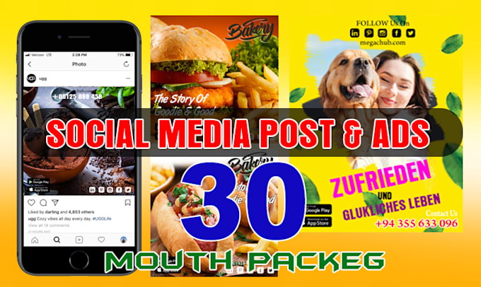 Create 30 creative social media ads designs for whole month by ...