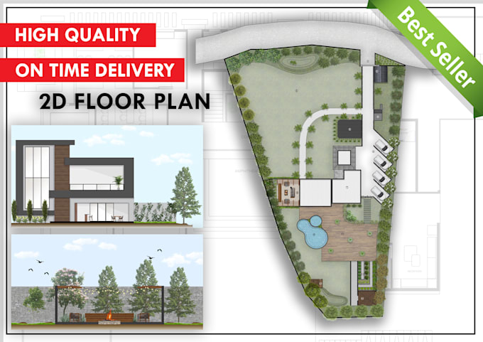 Create 2d floor plan and presentation drawings by Designlatte | Fiverr