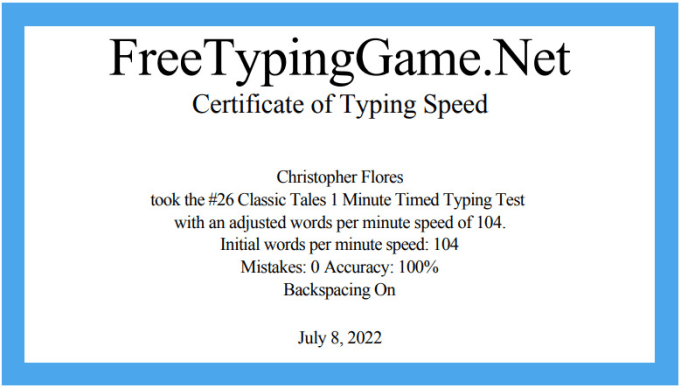 Do the typing test for you with 80 to 100 wpm with 100 percent accuracy ...