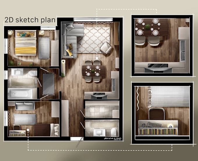 Draw a beautiful floor plan for your project by Christinasketch | Fiverr