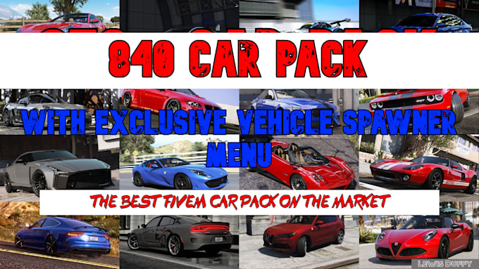 Give you a fivem cars pack with 840 cars and car spawn menu top quality ...