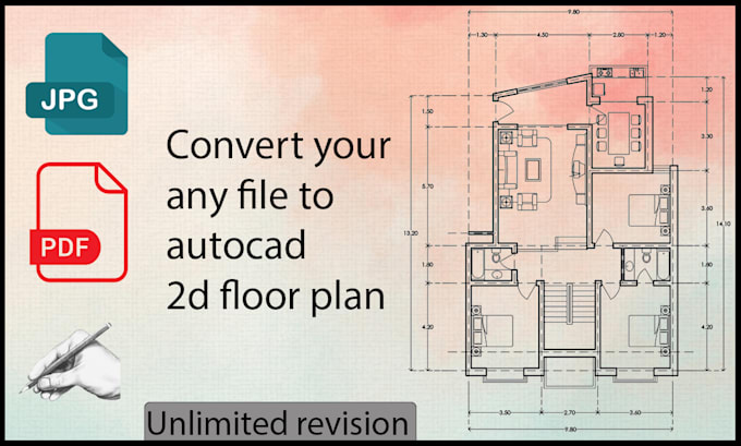 Convert pdf, sketch or image drawing to autocad 2d floor plan by ...