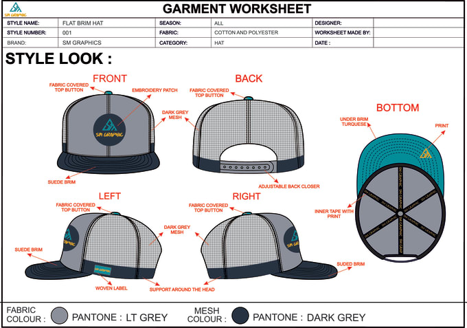Design a custom hat with mockup and tech pack your details by ...