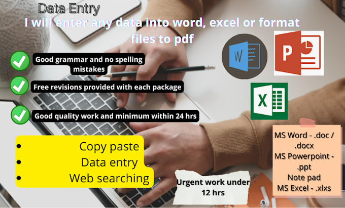 Type data into ms word and ms excel by Ashlynaden | Fiverr