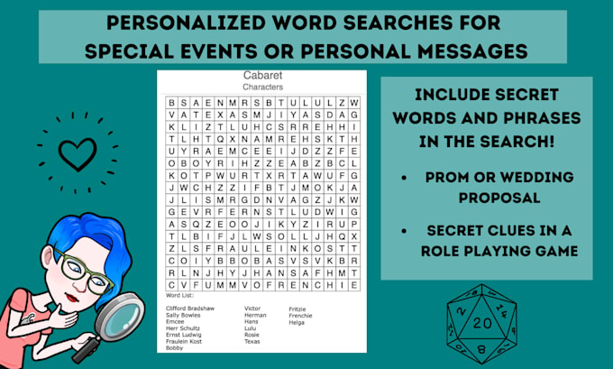 Create a personalized word search for special people or events by ...