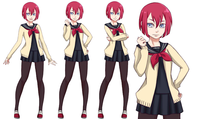 Original anime character visual novel and expressions by Uyamiko | Fiverr