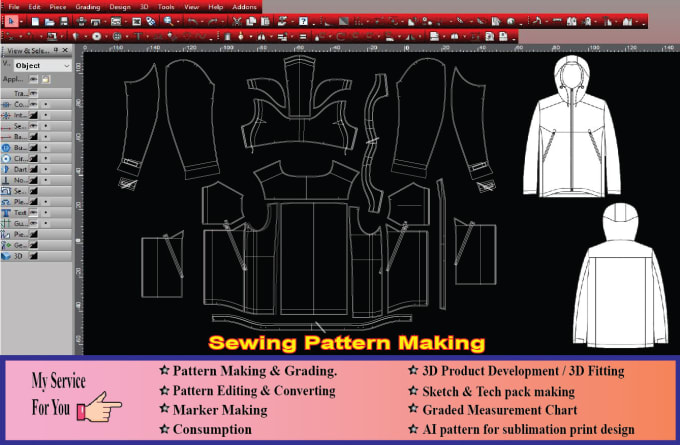 Make digital sewing pattern, grading for any garments in pdf by ...
