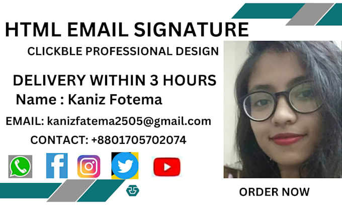 Create a professional html email signature by Kaniz2 | Fiverr